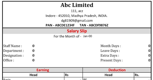 Salary Slip Generator in Excel format