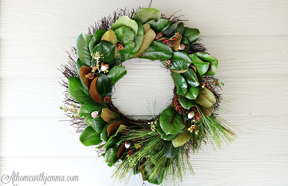 Fresh Handmade Holiday Magnolia Wreath - At Home with Jemma