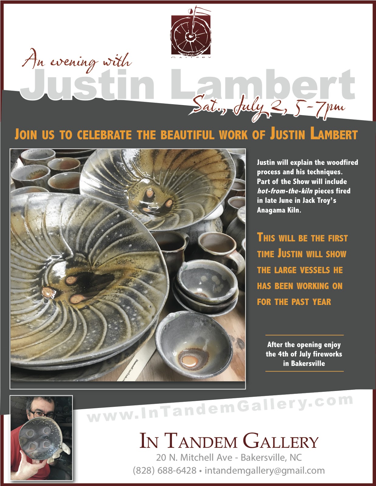 An evening with Justin Lambert at In Tandem Gallery in Bakersville