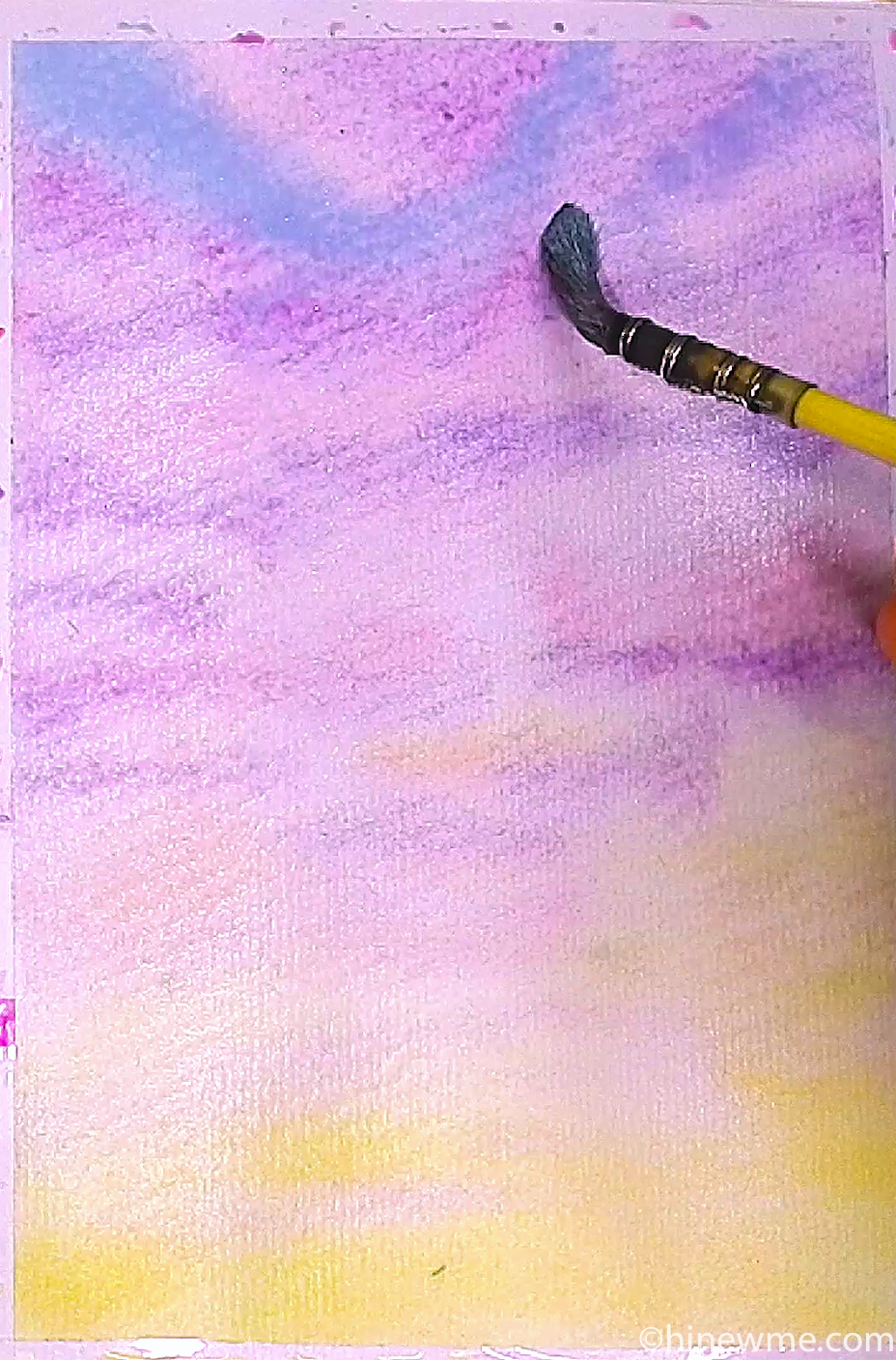 2 How to draw watercolor pink style sunset landscape, come to see my ...