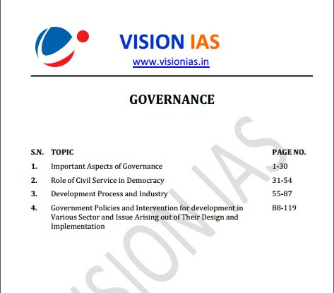 VISION IAS Mains 2021 Governance Printed Notes PDF - VISION