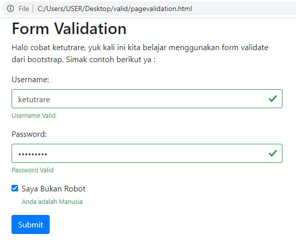 Cara Membuat Form Validation dengan Bootstrap - KETUTRARE