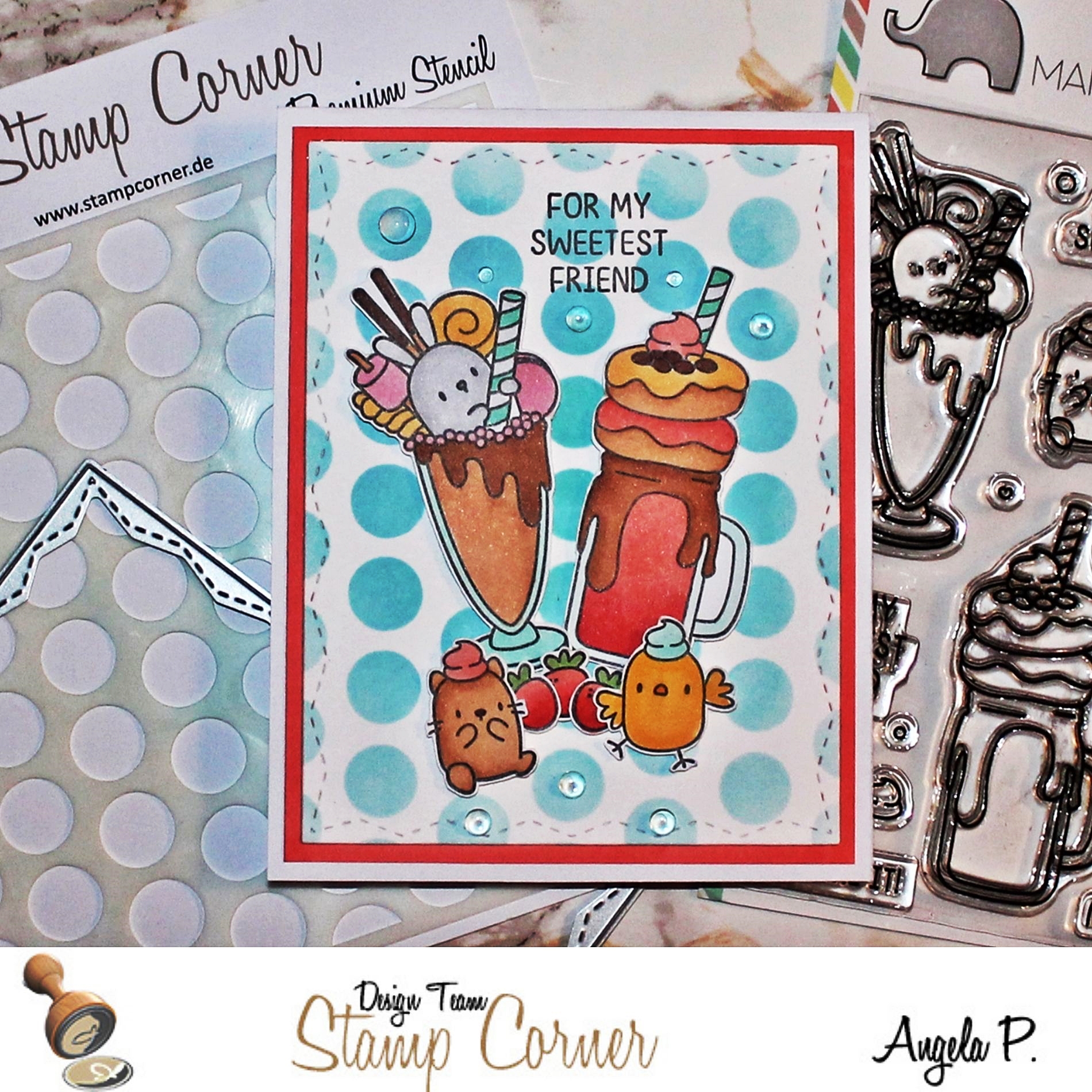 Angelas Bastelwelt: ♥ DT Stamp Corner - Milkshake Karte mit Stencil ...