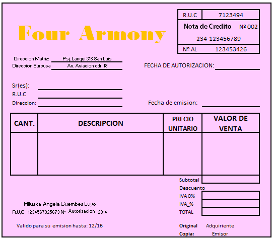 Formato de Requisición-Excel ~ Four Armony