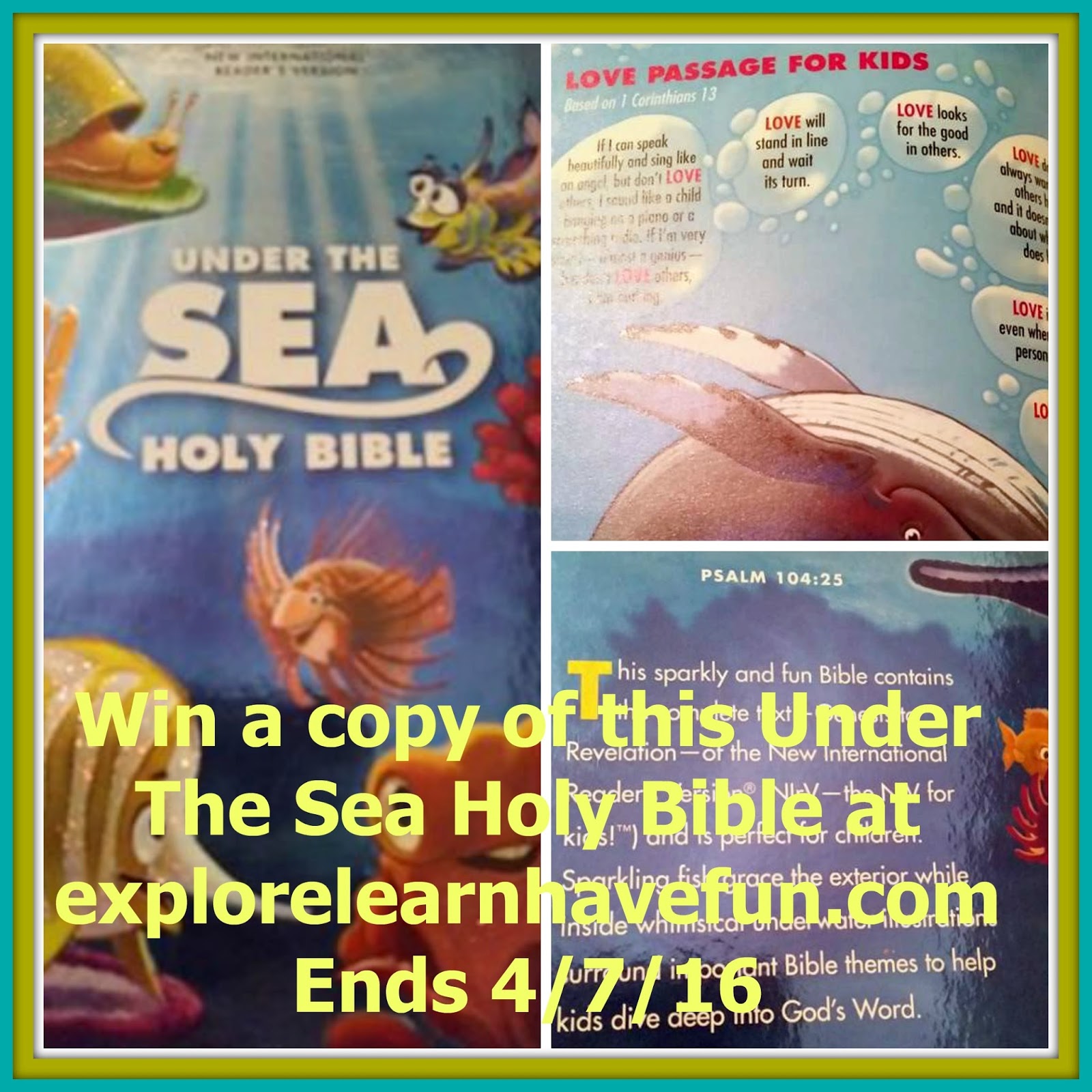 Explore Learn Have Fun!: Under the Sea Children's Bible Giveaway ...