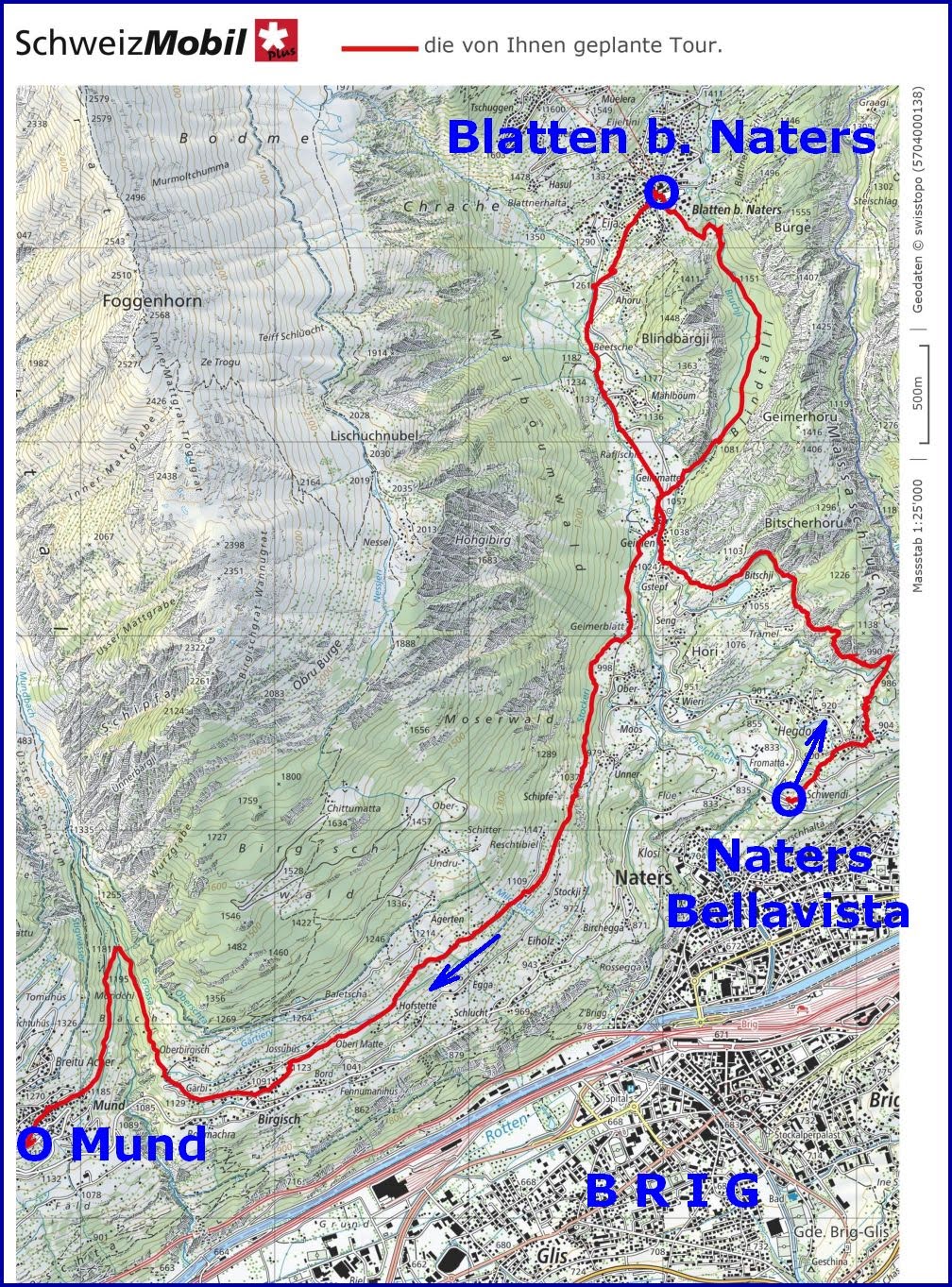 Naters – Geimen – Blatten – Geimen – Birgisch – Mund (VS) – Wandern mit ...