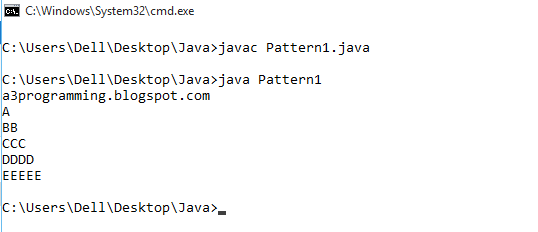 Program to print Abcd pattern in java programming.