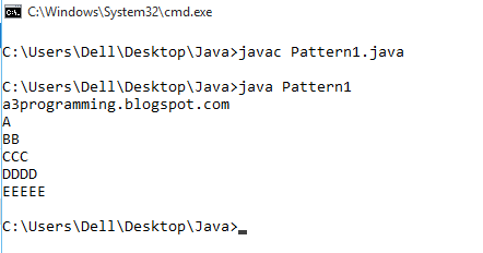 Program to print Abcd pattern in java programming.