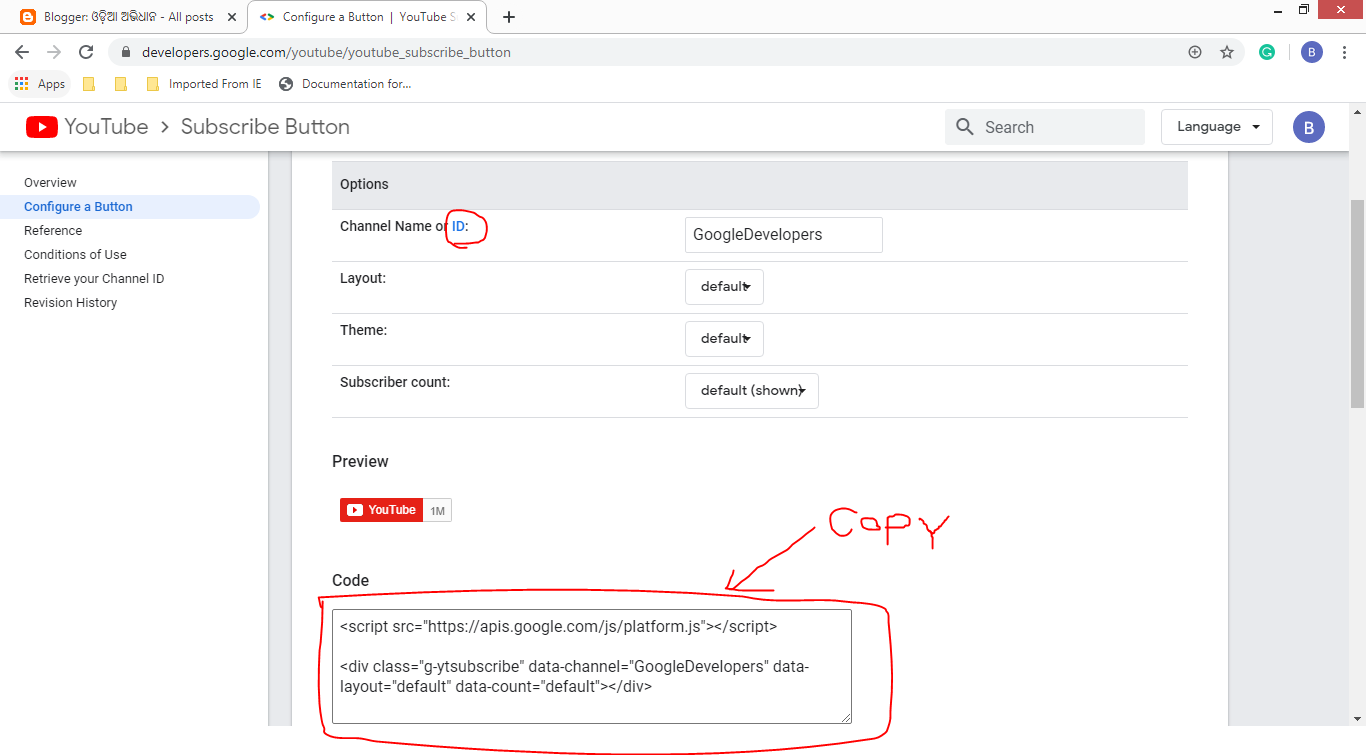 Configure YouTube Subscribe Button on Blogger | Simple and Easy - Dot ...
