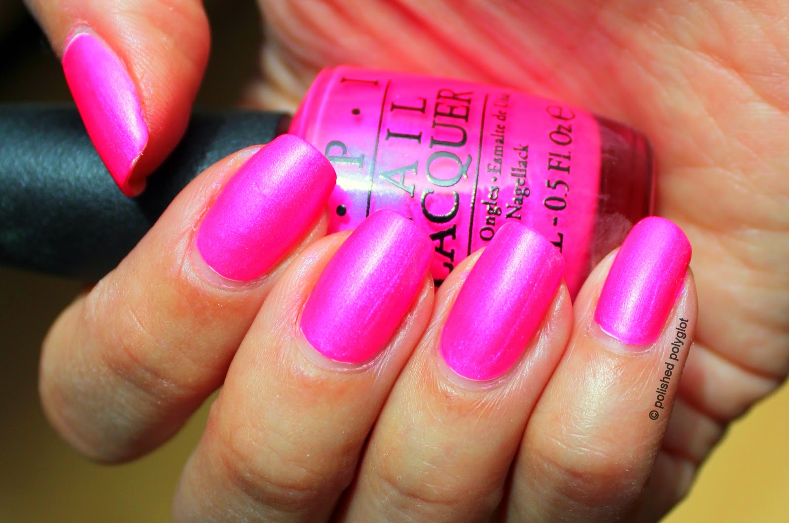 NOTD: OPI Hotter than you pink from Neon collection / Polished Polyglot
