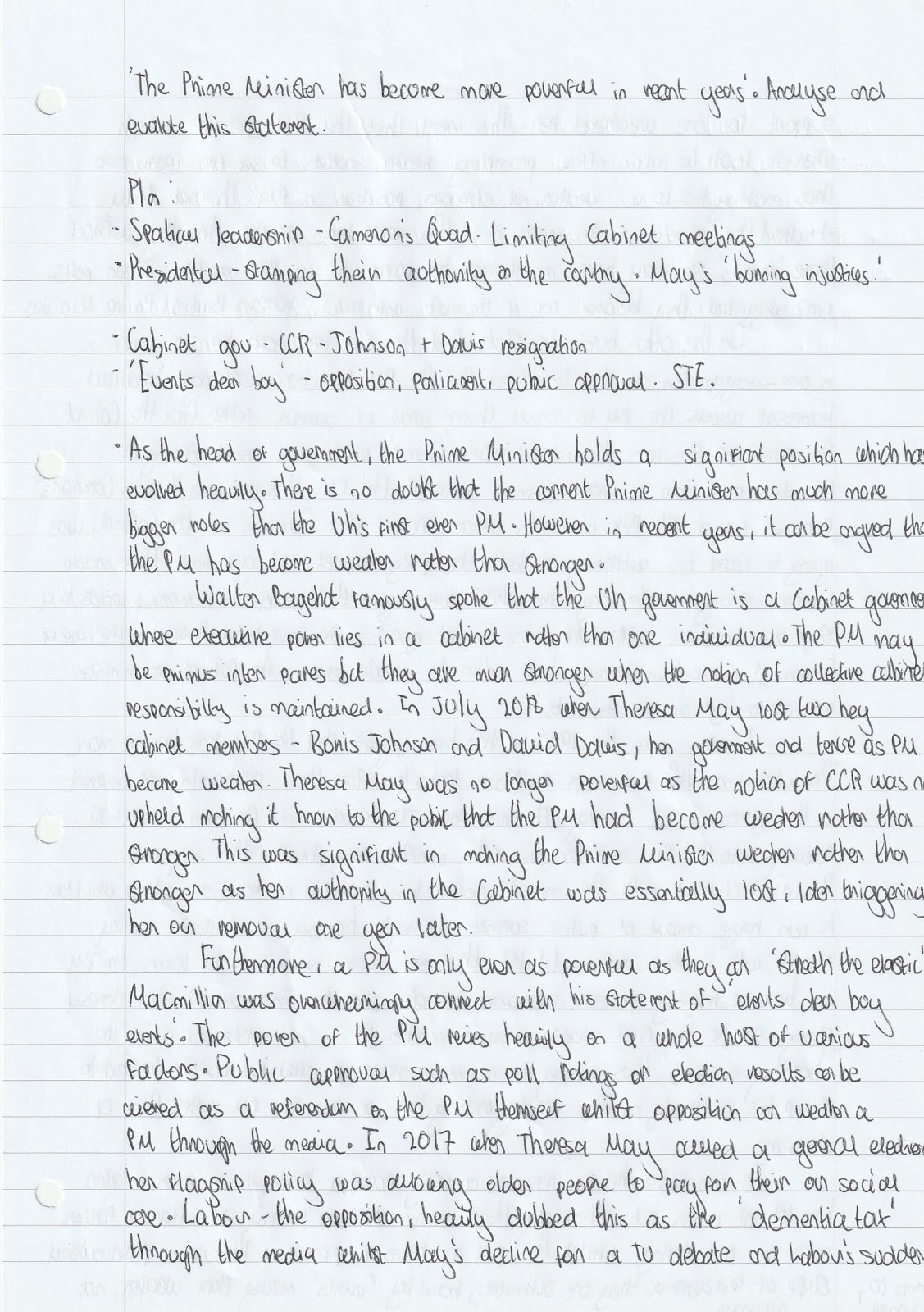 A Level Revision Notes: Example Essay - Government & Politics - The ...