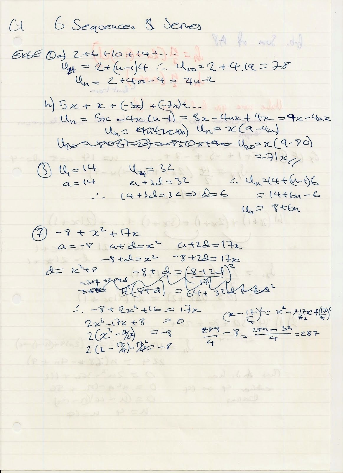 A Level Maths Notes: EDEXCEL C1 6. Sequences and Series