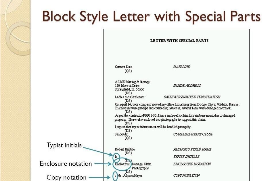 Business Letter Format Enclosure Notation - Formal Letter