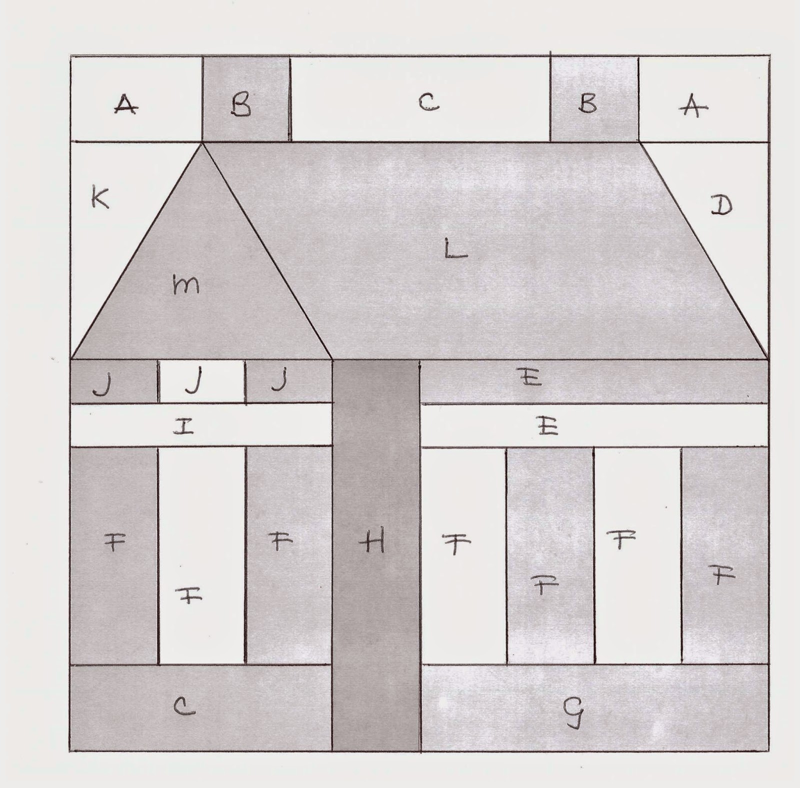Glorious Applique: The Village Quilt, hand piecing the house block