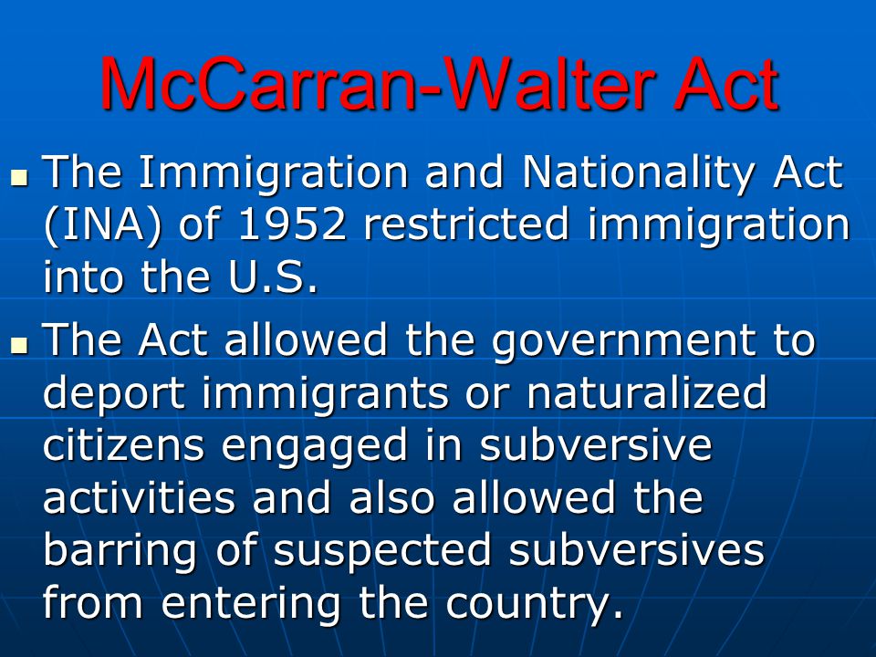 McCarran-Walter Act of 1952 | My Crazy Email
