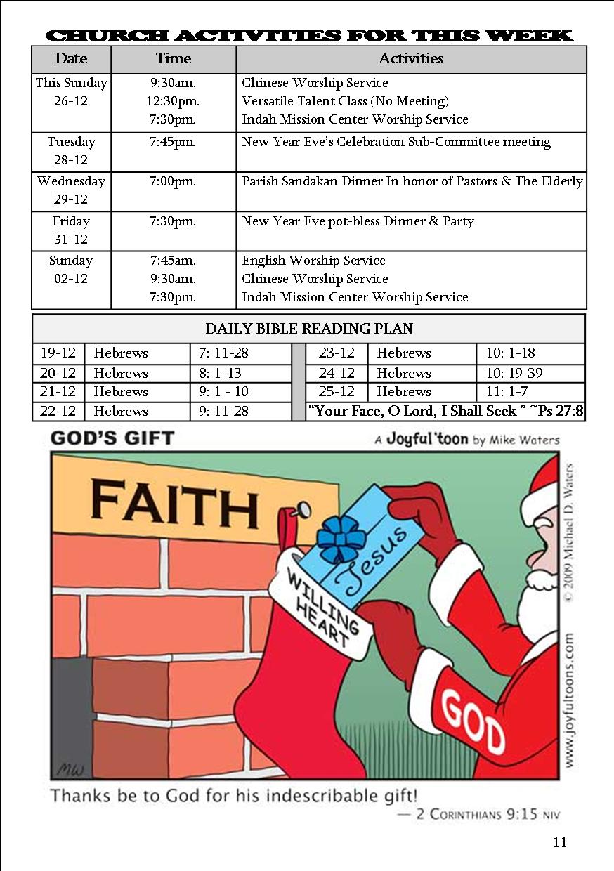 The Basel Christian Church of Malaysia, Sandakan: Church Activities For ...