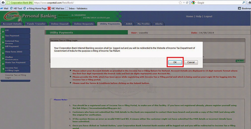 Now Taxpayee Login for e-filing Income Tax Return through Bank Account ...