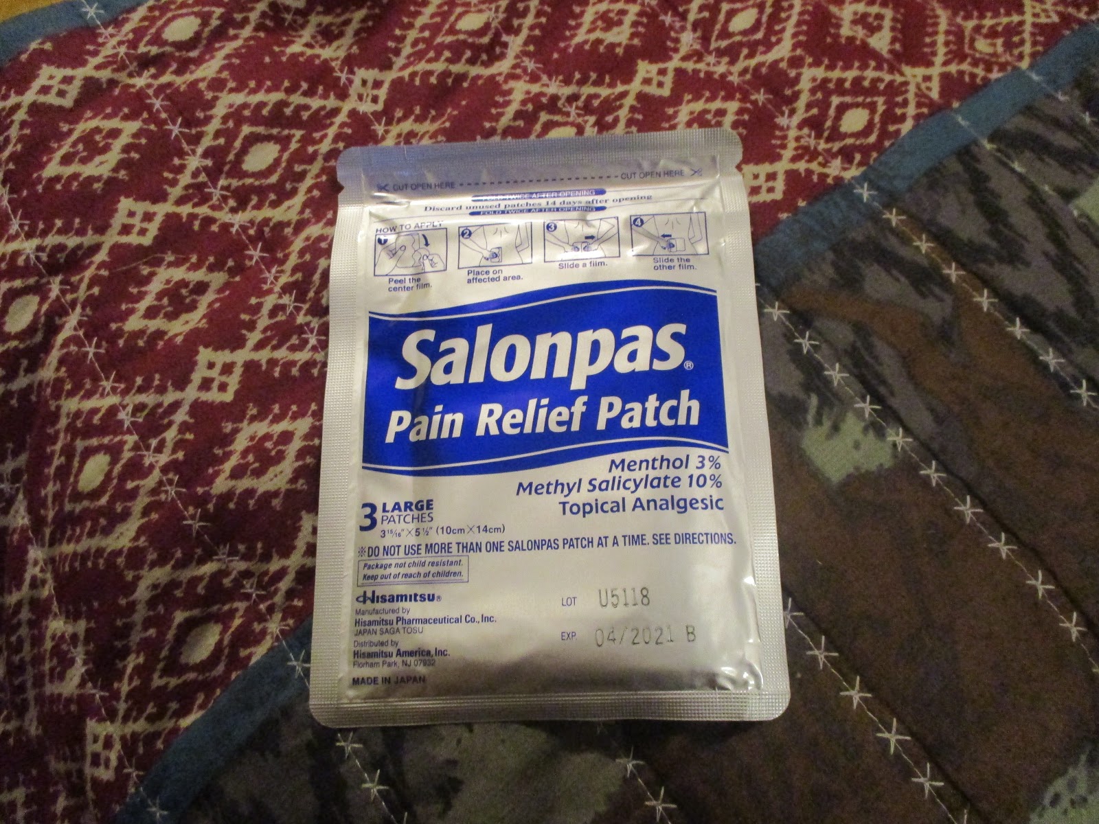 Missy's Product Reviews : Salonpas Pain Relief Patch Large
