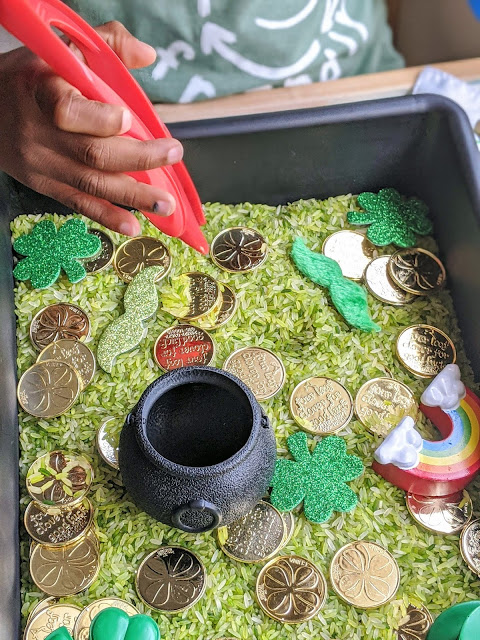 St. Patrick’s Day Green Sensory Bin for Kids - Crafting A Fun Life