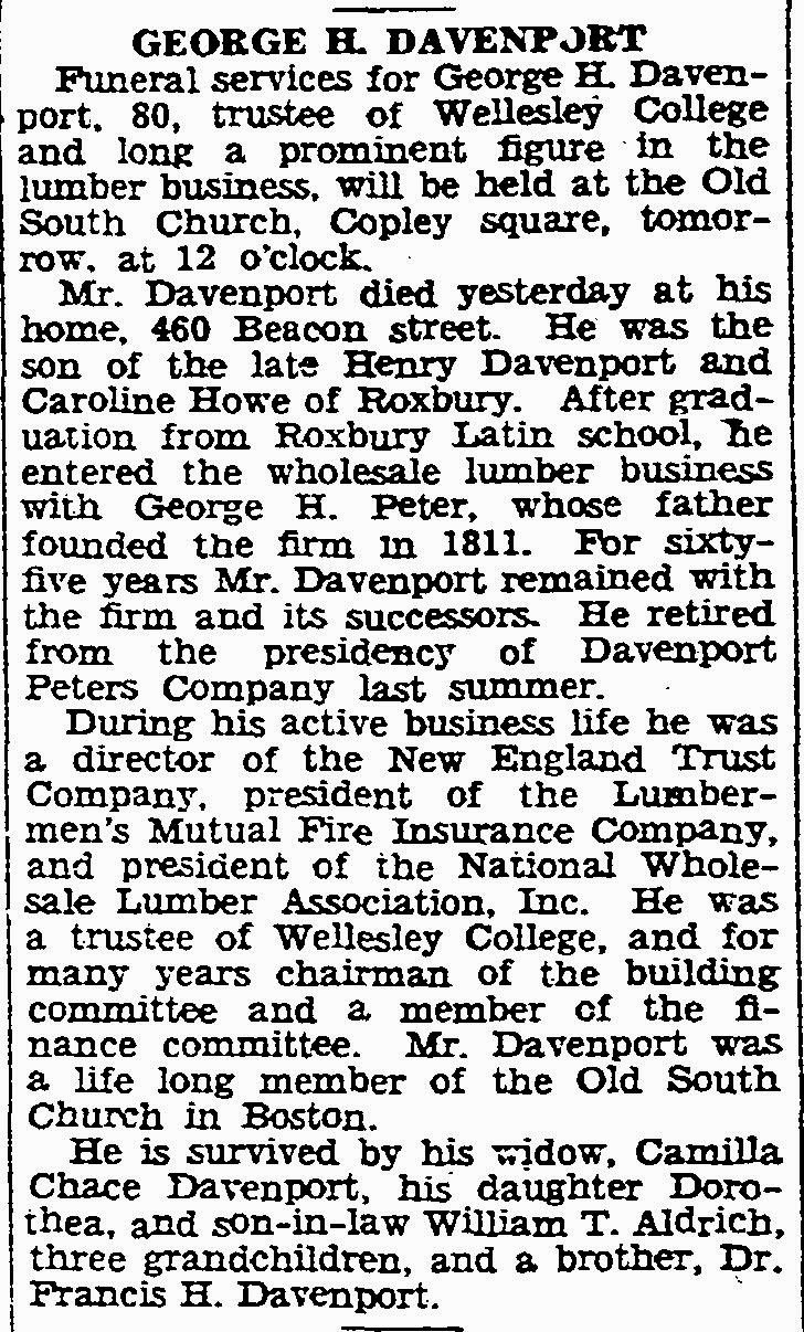 AnceStory Archives: George Howe Davenport Family