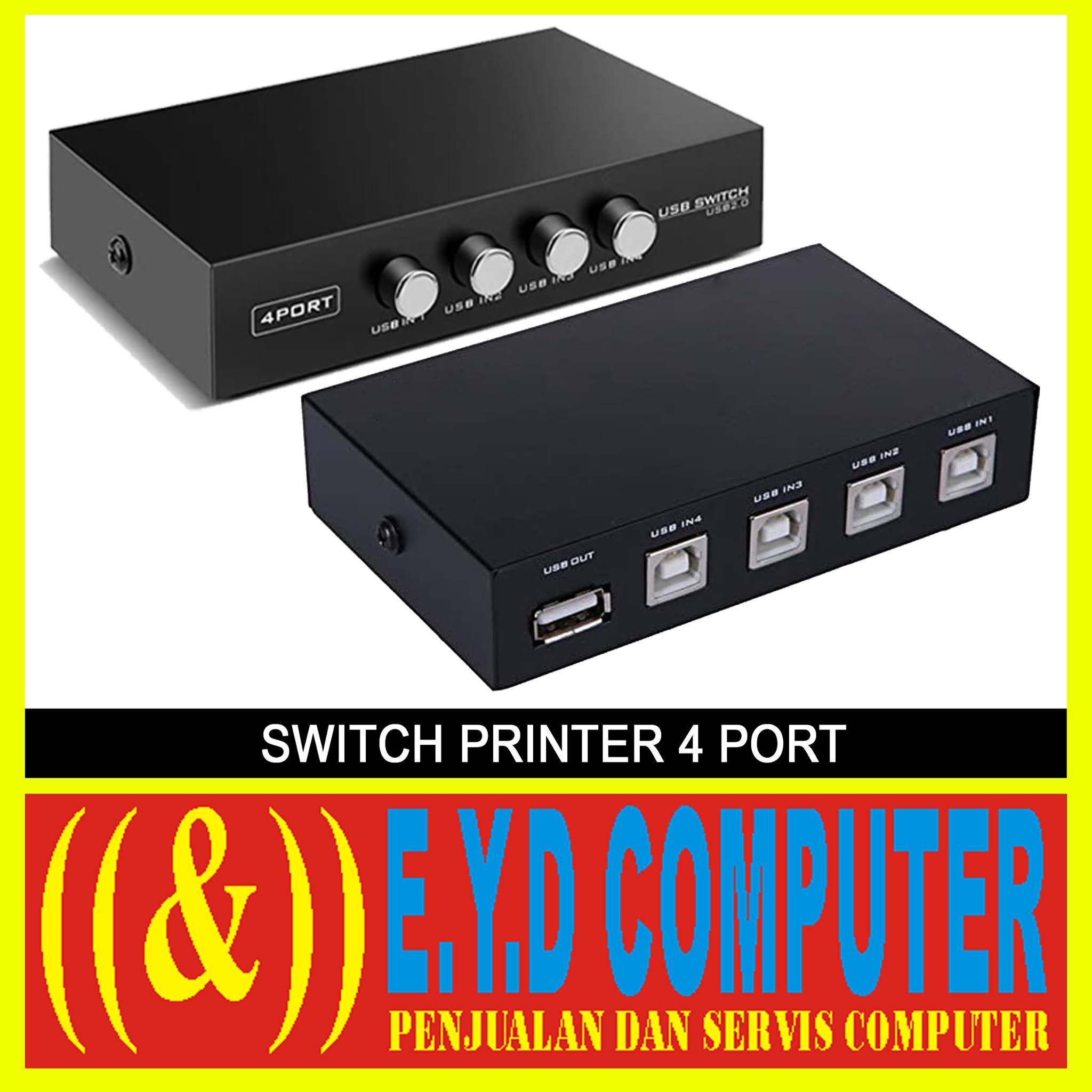 USB SWITCH 4 PORT HUB PRINTER AUTO SWICH MANUAL PRINT SHARING TANPA ...