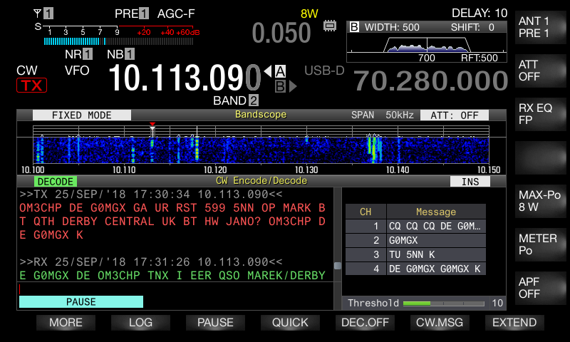 G0MGX In the Shack: TS-890 - CW Decode