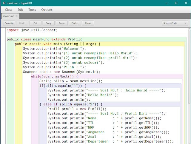 Tutorial Membuat "Hello world" dan Profil Diri dengan IDE BlueJ