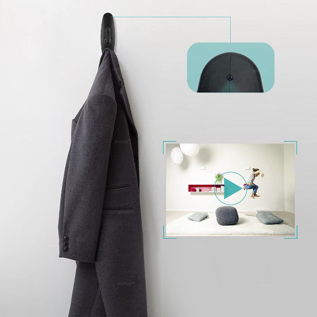 WISEUP 16GB Wall Mounted Hidden Camera Hook Coat Hanger Mini Video ...