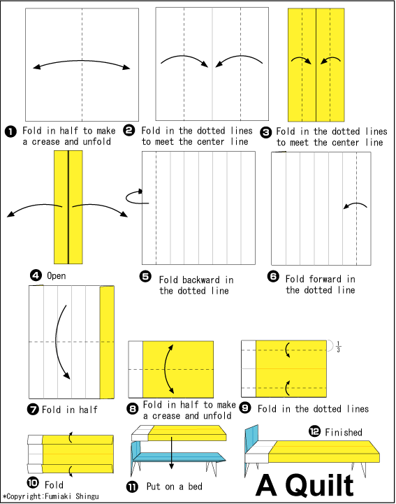 Bed - Easy Origami instructions For Kids