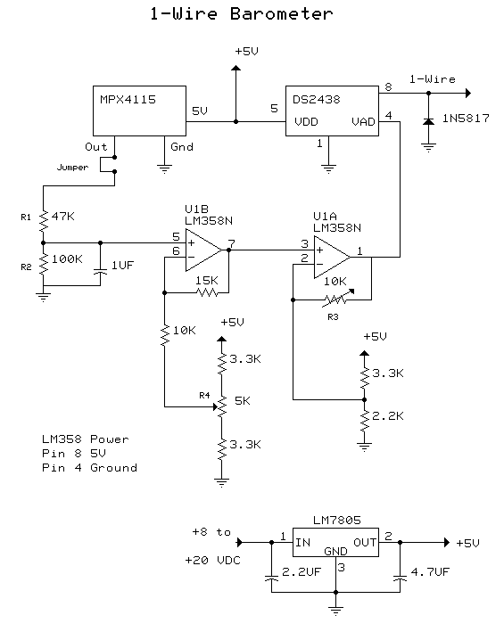 How to build a 1-wire Barometer Circuit Diagram | Electonics World