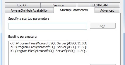 Microsoft SQL Server: SQL Server 2012 Startup Parameters