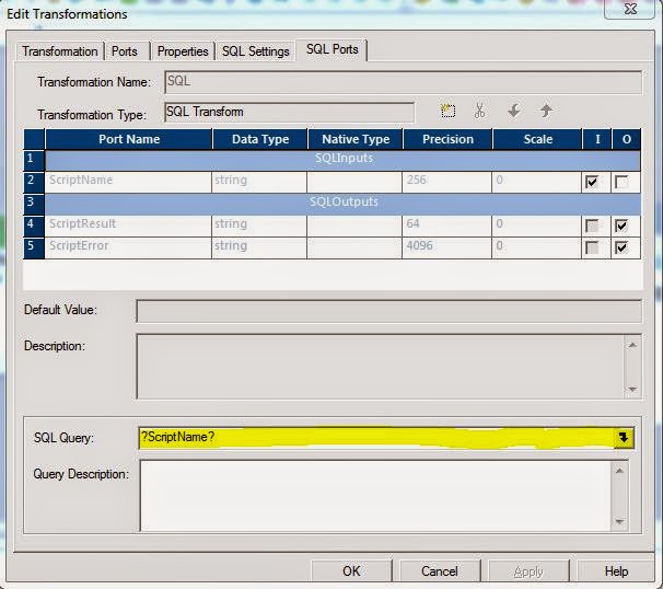 In SQL Query as the input port name as shown below