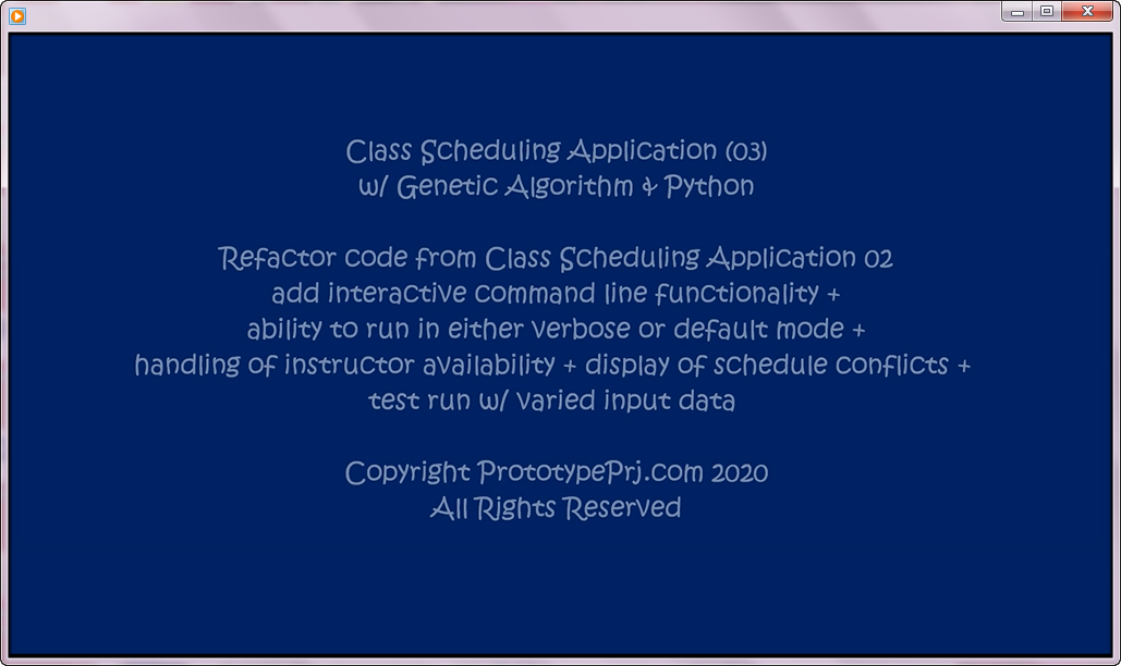 Prototype Project: Class Scheduling Application (03) + Genetic ... Prototype Project: Class Scheduling Application (03) + Genetic ...