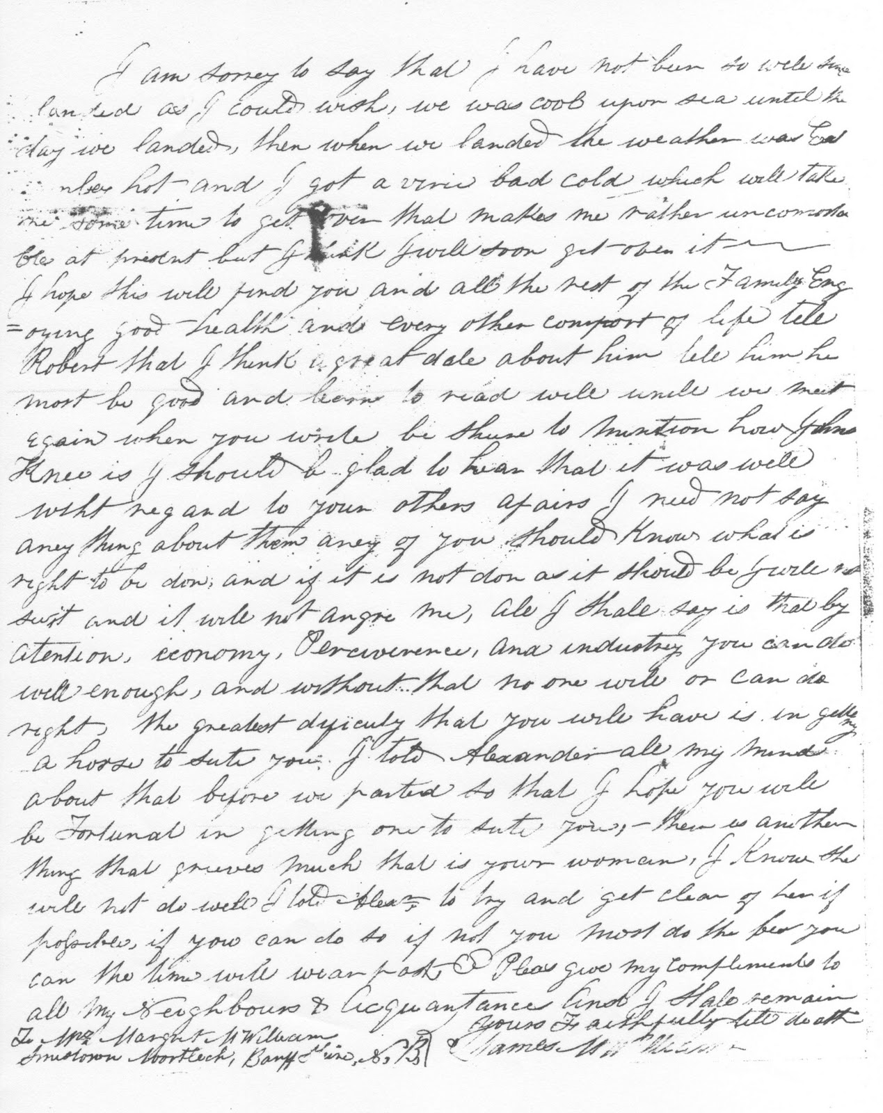 McWilliam history: Letter from America: 1853