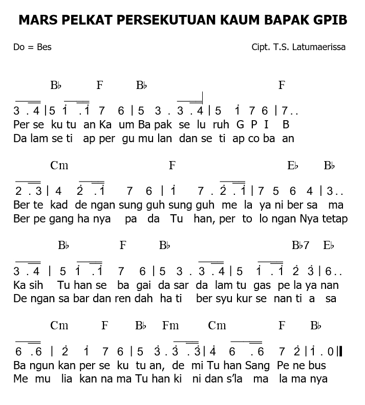 MARS PELKAT PKB GPIB - Gudang Partitur