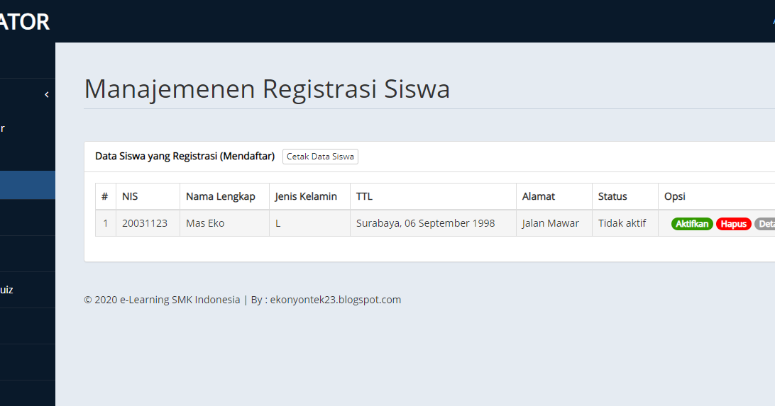 Download Source Code Web E-learning + Ujian Online | EKO NYONTEK