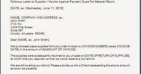 Payment Refund Letter Sample Format