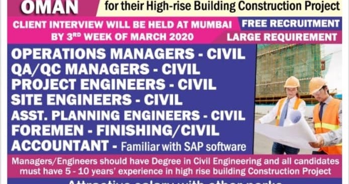 OMAN JOBS : REQUIRED FOR A LEADING COMPANY FOR THEIR CONSTRUCTION ...