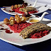 FISH & BEET : Steamed fish on a beet rice bed , served with roast ...
