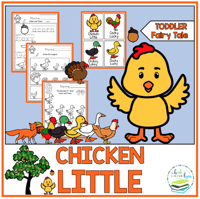 CHICKEN LITTLE TODDLER FAIRY TALE AND TEACHER PUPPET STICKS ~ Book ...