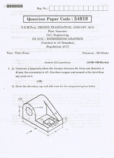 Anna University GE 8152 —- ENGINEERING GRAPHICS,JANUARY 2018 Question ...