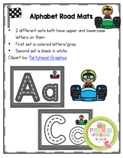 Alphabet Road Mats ~ Preschool Printables