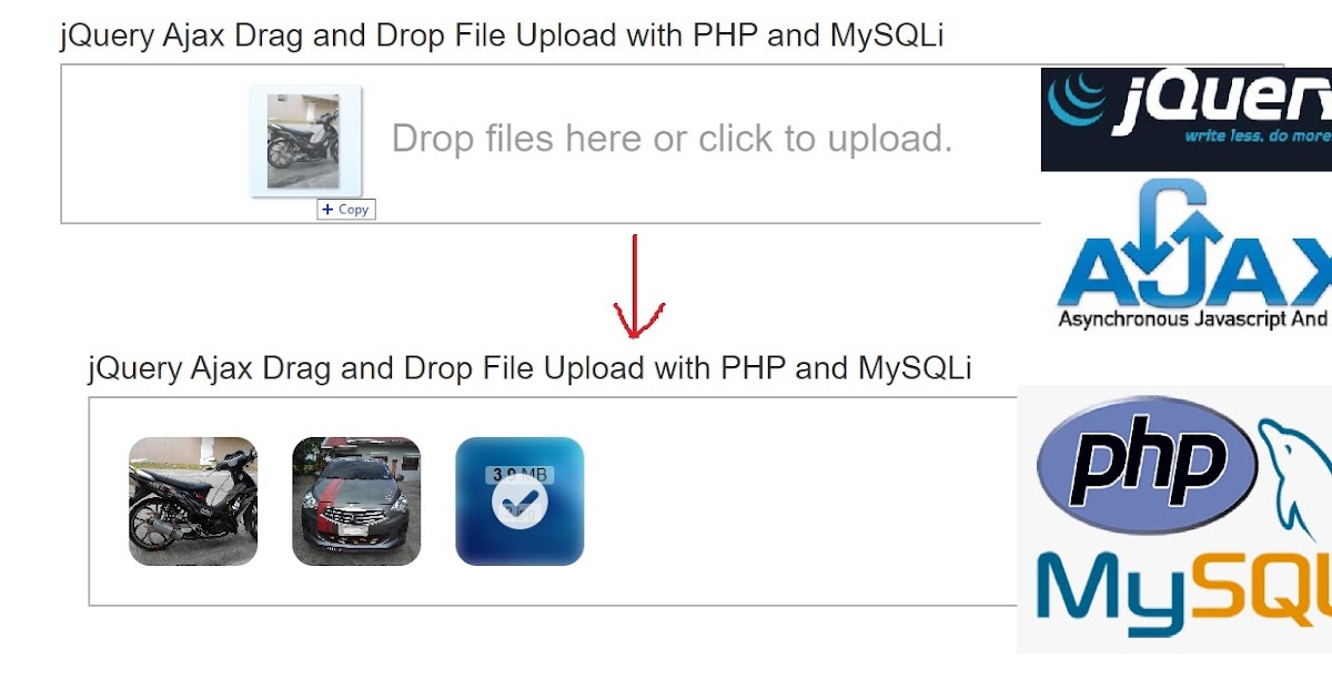 Jquery Ajax Drag And Drop File Upload With Php And Mysqli Tutorial101 1272