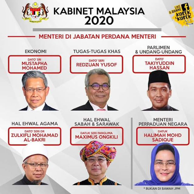 Na'im Nikmat: SENARAI MENTERI KABINET TERBARU KERAJAAN PN.