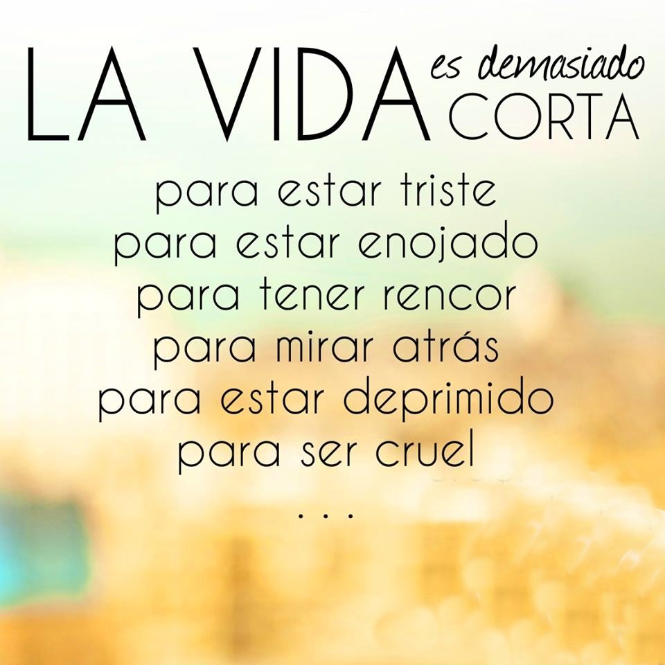 LA VIDA ES MUY CORTA PARA ESTAR ENOJADO, PARA TENER RENCORES... LA VIDA ES MUY CORTA PARA ESTAR ENOJADO, PARA TENER RENCORES...