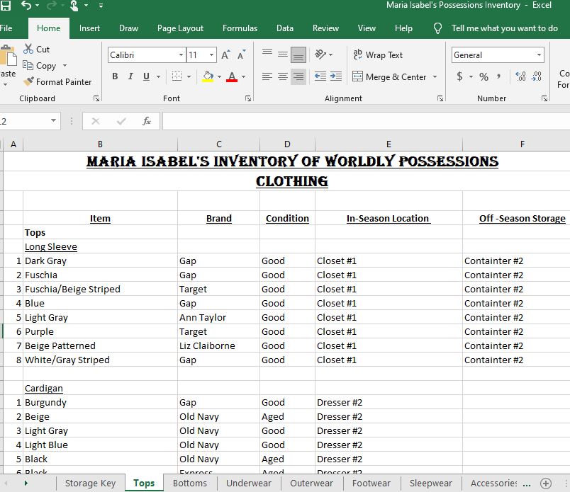 Solstice Market: Inventory of Wordly Possessions
