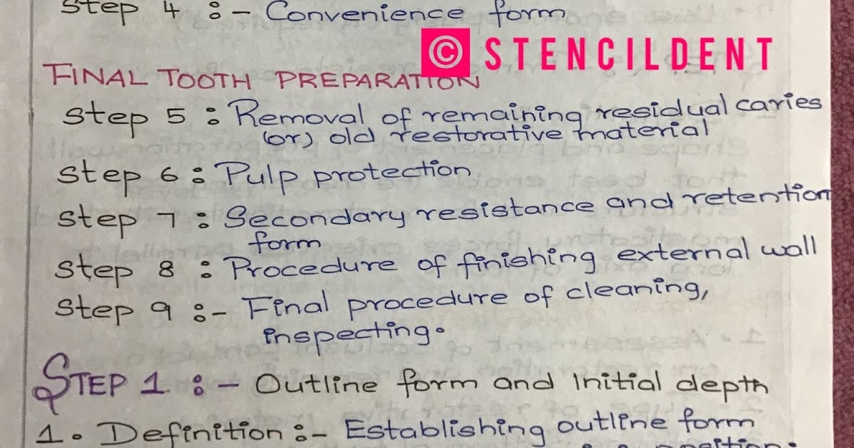 STAGES AND STEPS IN TOOTH PREPARATION