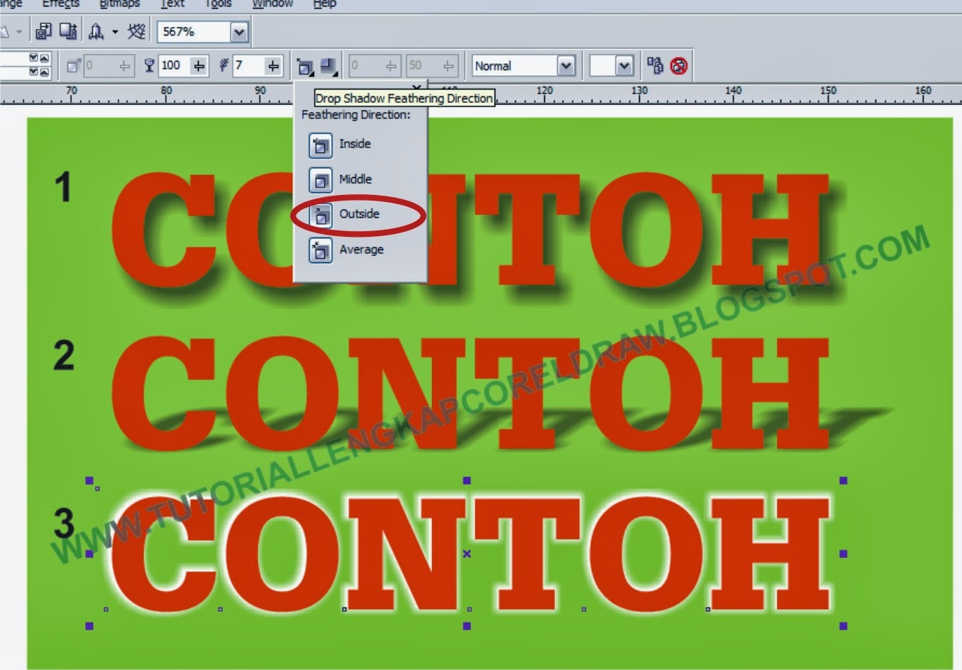 Mengenal Fungsi Drop Shadow pada Corel Draw | tutorial design abo21