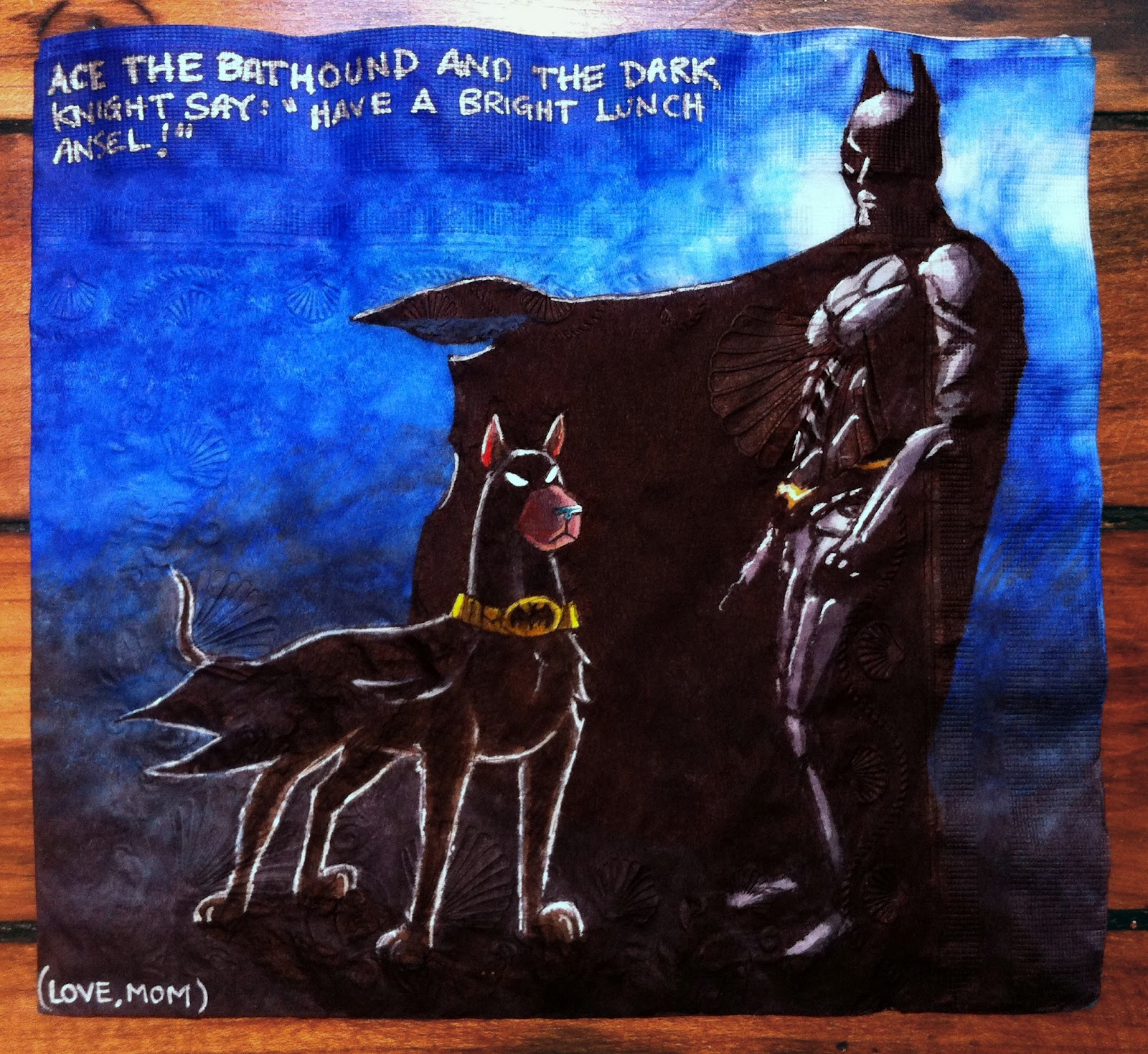 Daily Napkins: Dark Knight and Ace the Bat Hound for Ansel