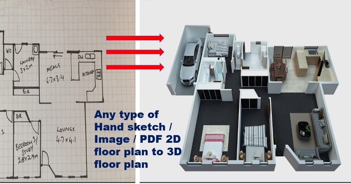 3D Floor Plan from PDF/Hand sketch/Image - Architecture & Exterior ...